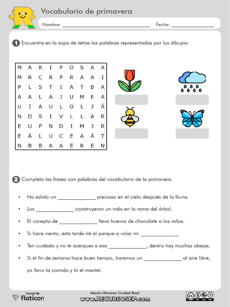 Actividades Vocabulario Primavera | PDF