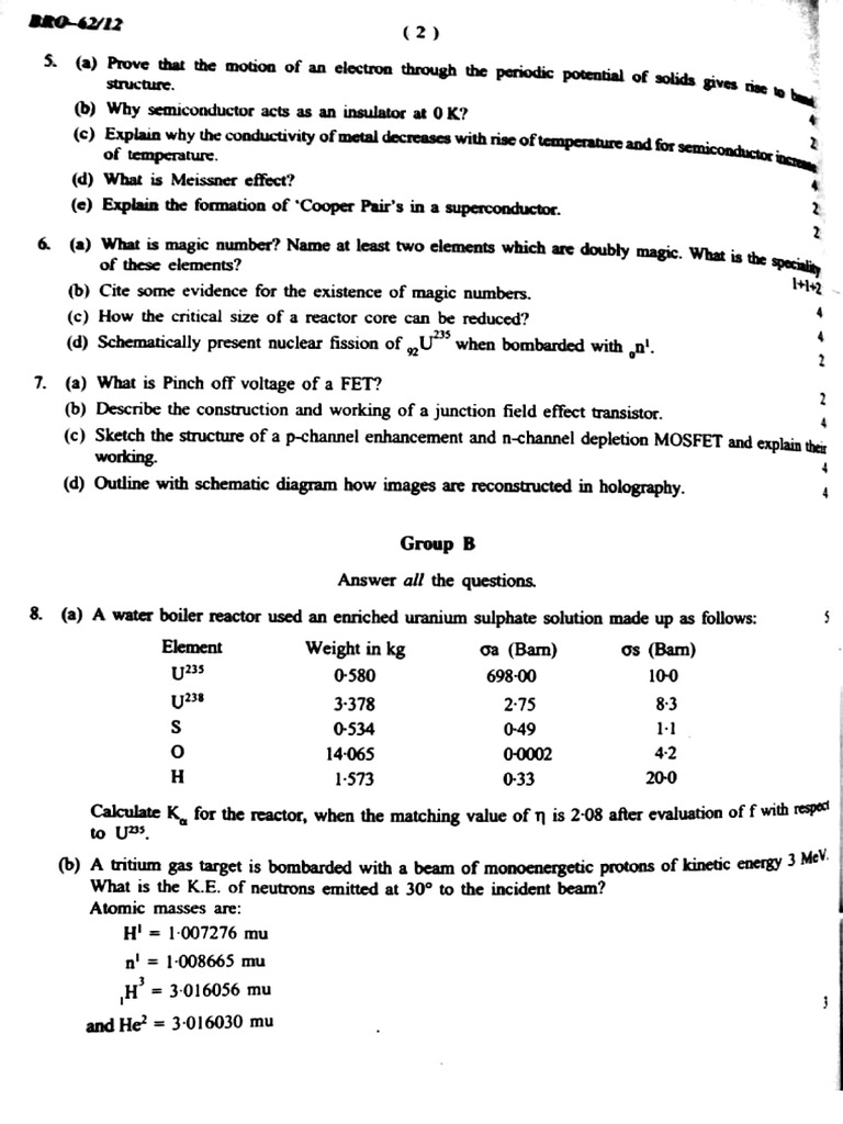 WBCS Phy 2012 Question Paper II | PDF