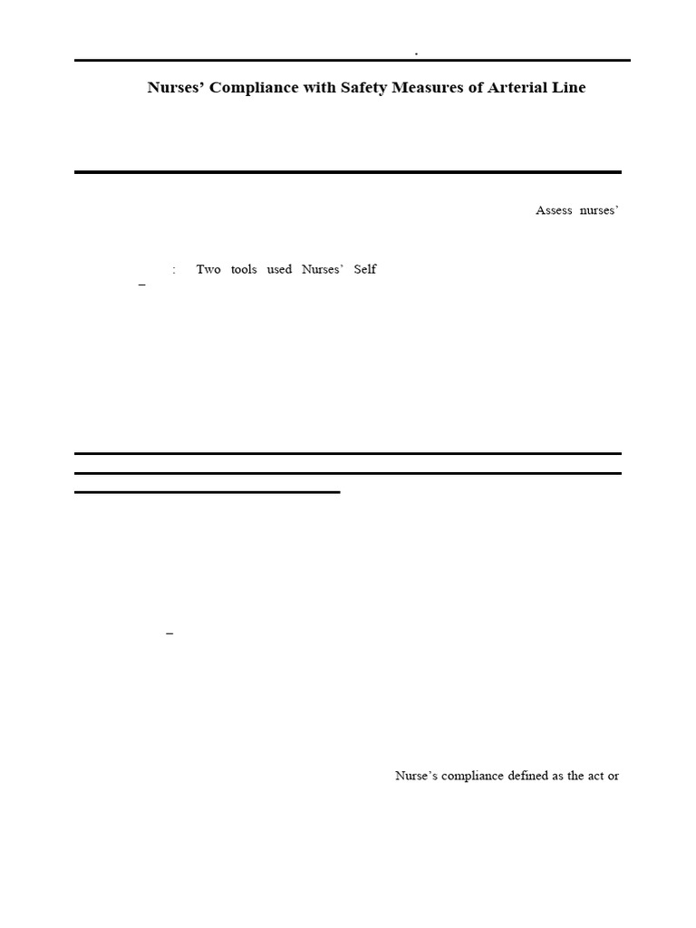 Nurses' Compliance with Arterial Line Safety | PDF | Intensive Care ...