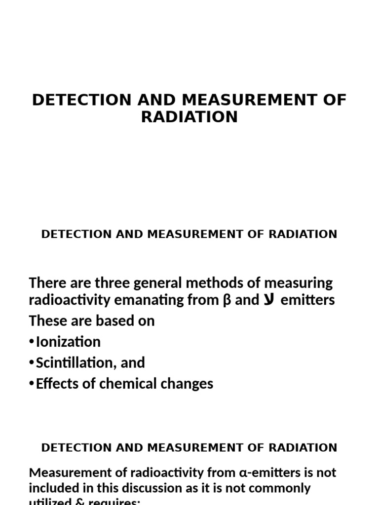 Detection and Measurement of Radiation | PDF | Radiation | Vacuum Tube