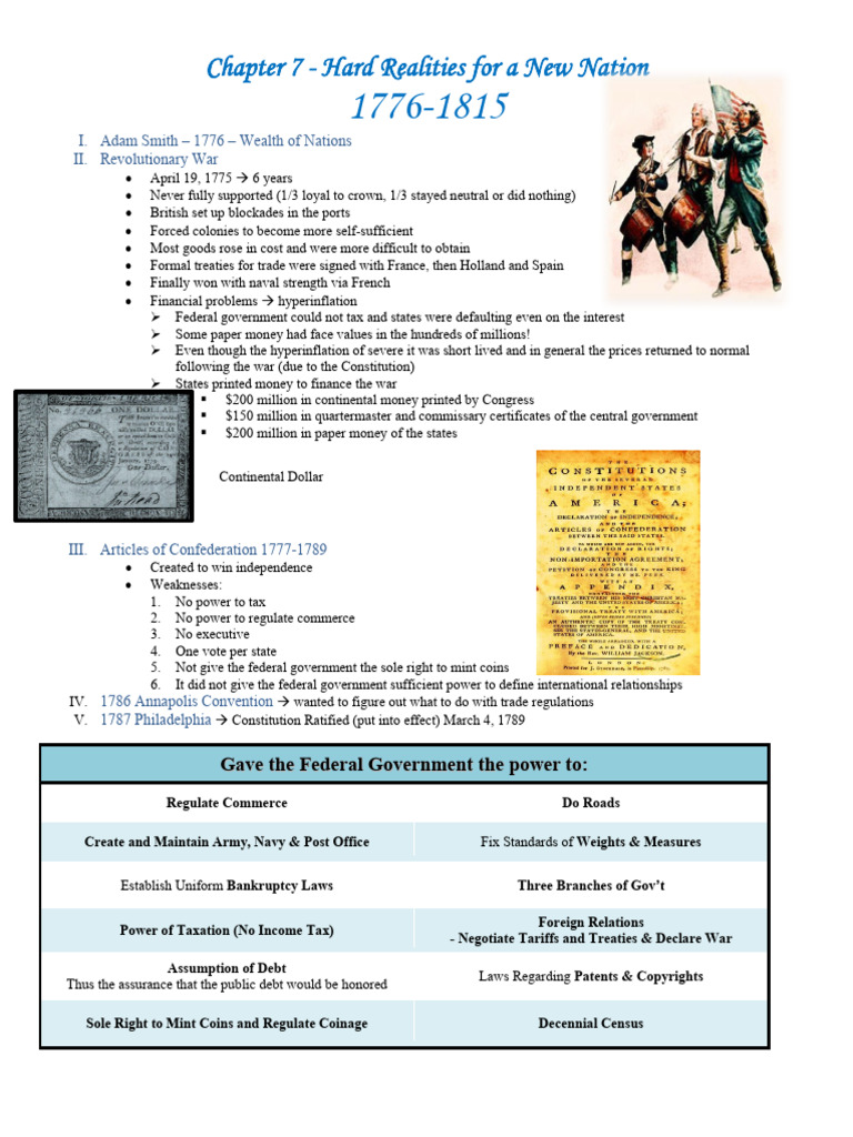 CH 7 - Hard Realities For A New Nation | PDF | Taxes | The United States