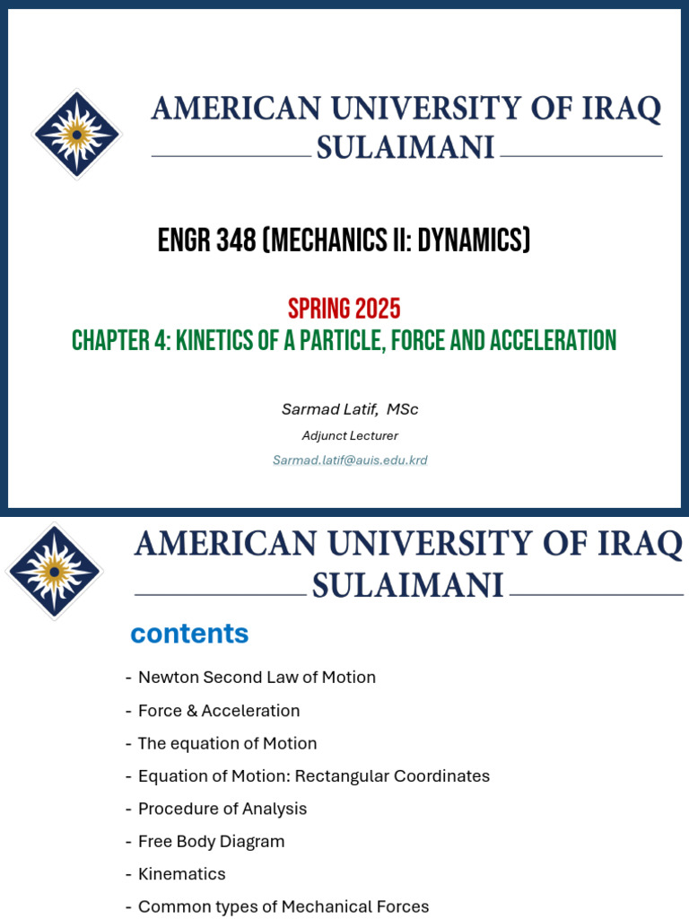 Dynamics Ch4 - Mr. Sarmad Latif | PDF | Force | Classical Mechanics