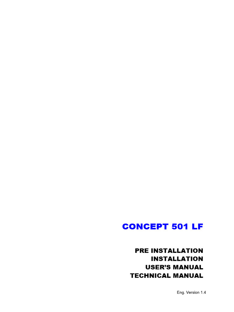 Concept 501 LF Installation Manual | PDF | Safety | Ultraviolet