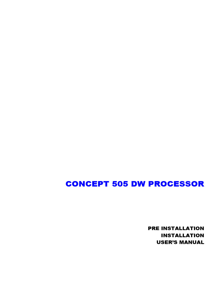 Concept 505 DW Processor Installation Guide | PDF | Electrical ...