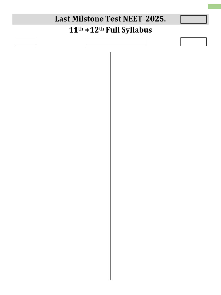 Test 11 11th+12th Full Syllabus Questions Last Milstone Test NEET | PDF ...
