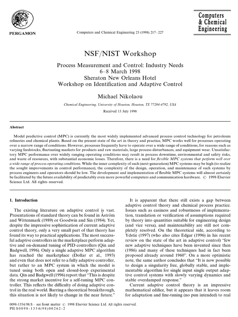 Process Measurement and Control Industry Needs 6 8 March 1998 Computers ...