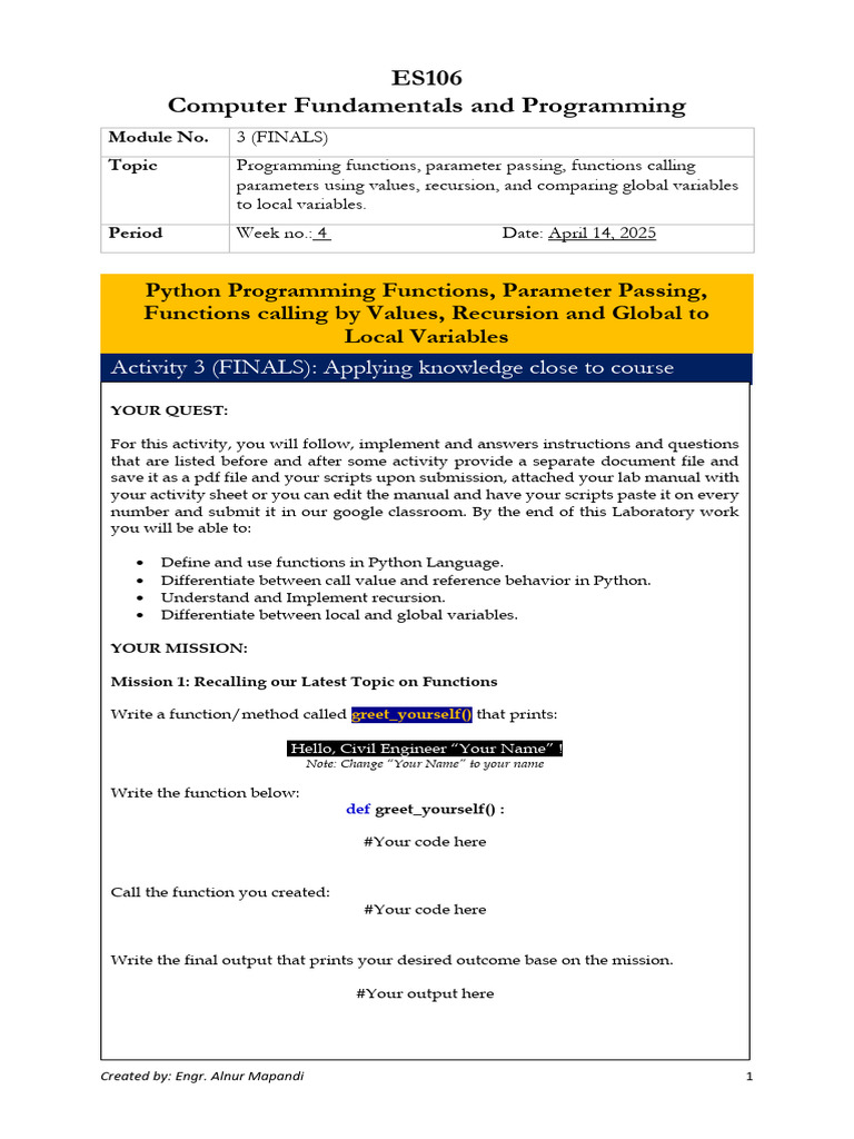Es106 CFP Activity 3 Finals Alu | PDF | Parameter (Computer Programming ...