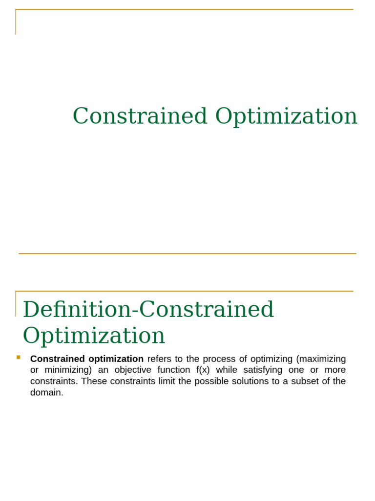 Lec 4 - Contrained Optimization | PDF