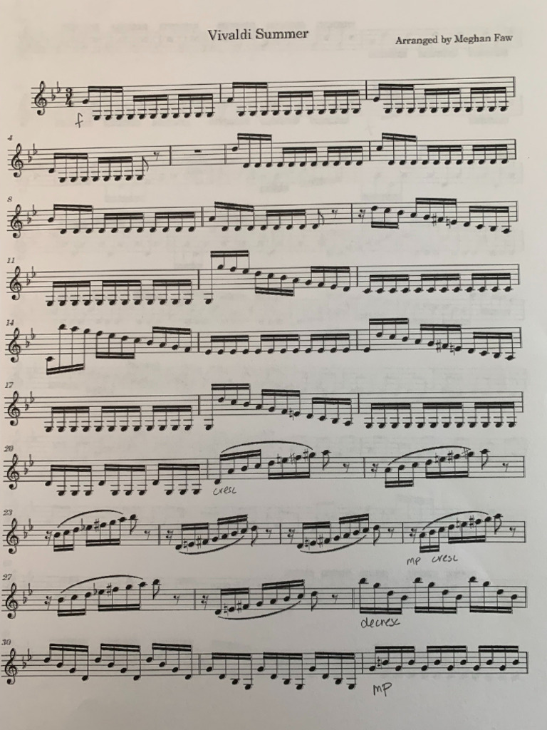 Vivaldi Summer-Beginner Version | PDF