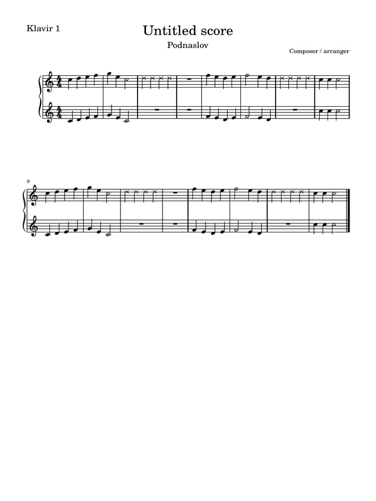 Piano Score for Composer 873409508 | PDF