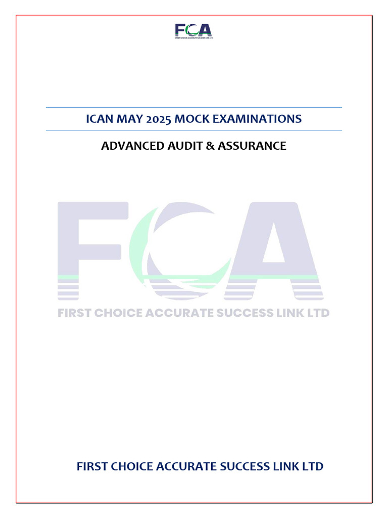 Fca Aaa Ican May 2025 Mock Questions | PDF | Audit | Auditor's Report