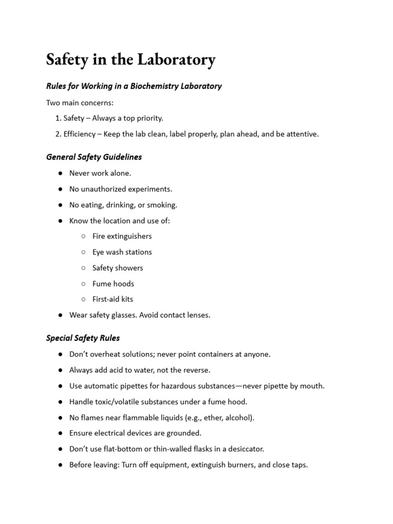 Lab Safety Notes GMCK 2024-25 | PDF