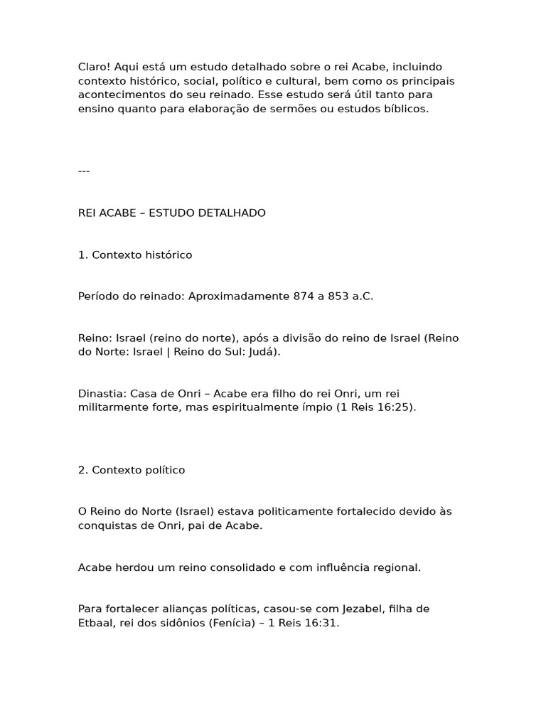 00 - 4 Rei de Israel - Acabe | PDF | Elias