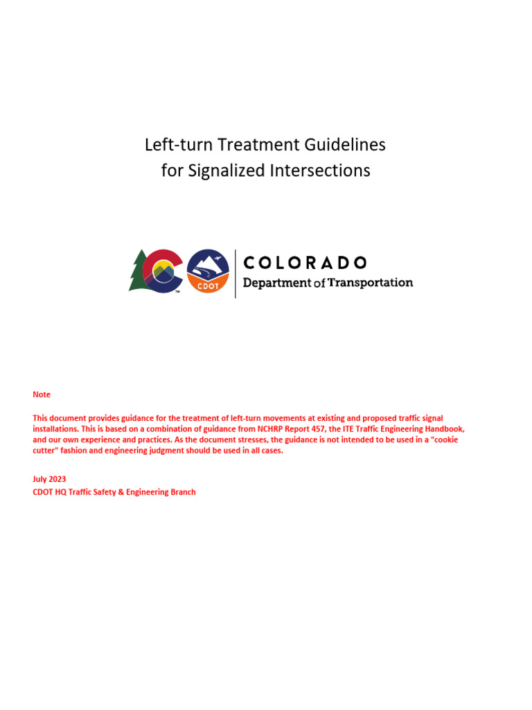 CDOT Left-Turn Treatment at Signalized Intersections Guidelines - 2021 ...