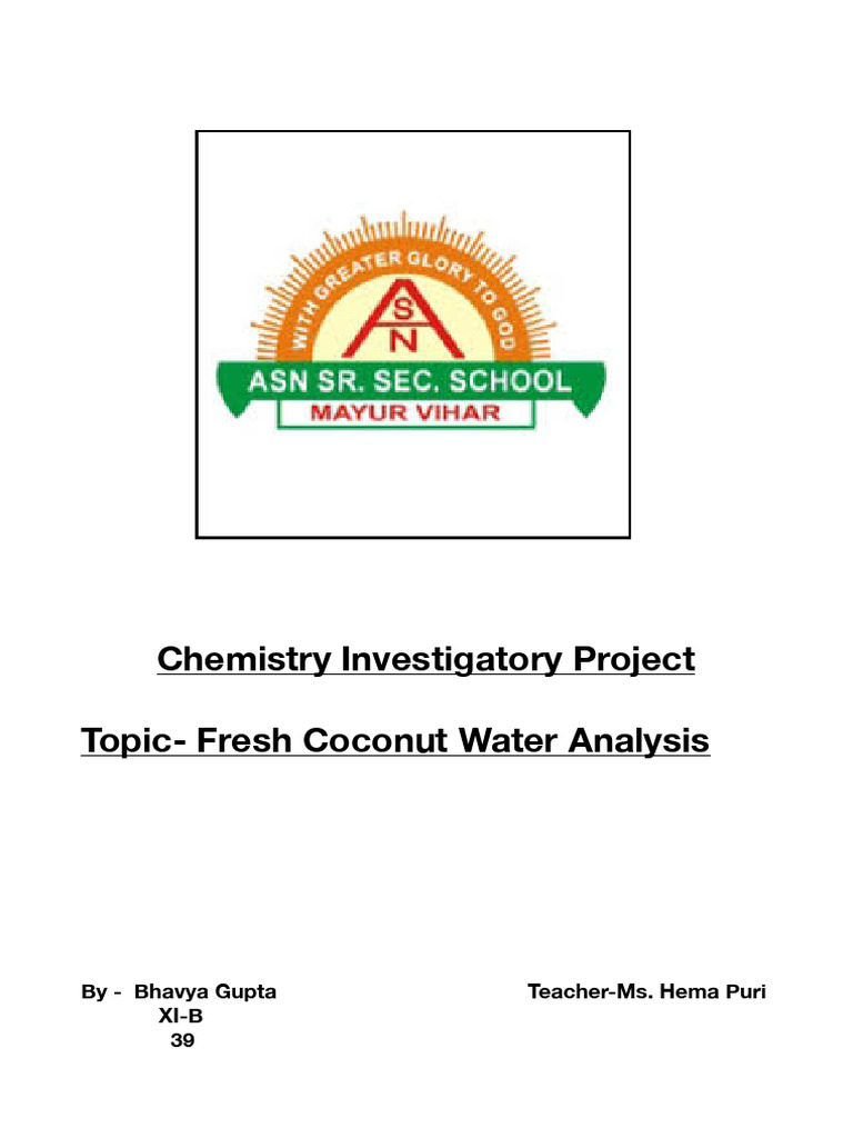 Coconut Water Chemistry Analysis Project | PDF | Ph | Sodium