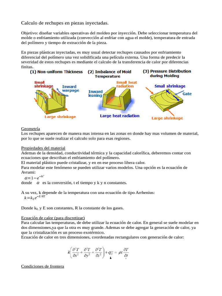 Cálculo de Rechupes en Inyección Plástica | PDF | Calor | Ecuaciones