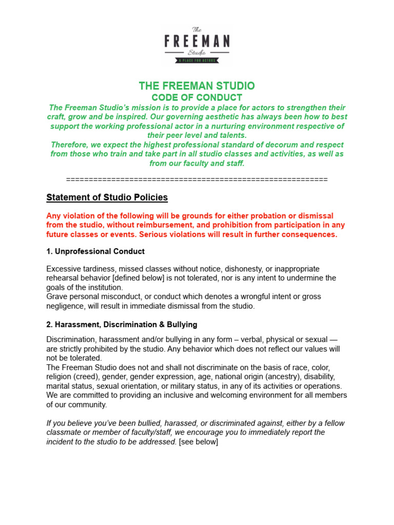 TFS Code of Conduct 2025 | PDF | Harassment | Sexual Harassment