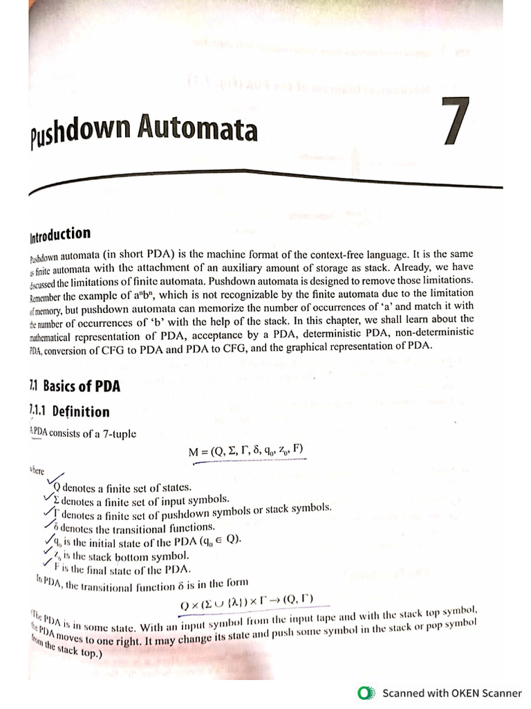 Push Down Automata (PDA) Complete Notes | PDF