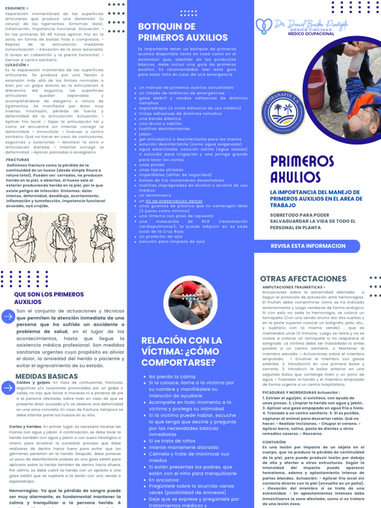 Folleto Tríptico Primeros Auxilios Cobanafin | PDF | Herida | Primeros auxilios