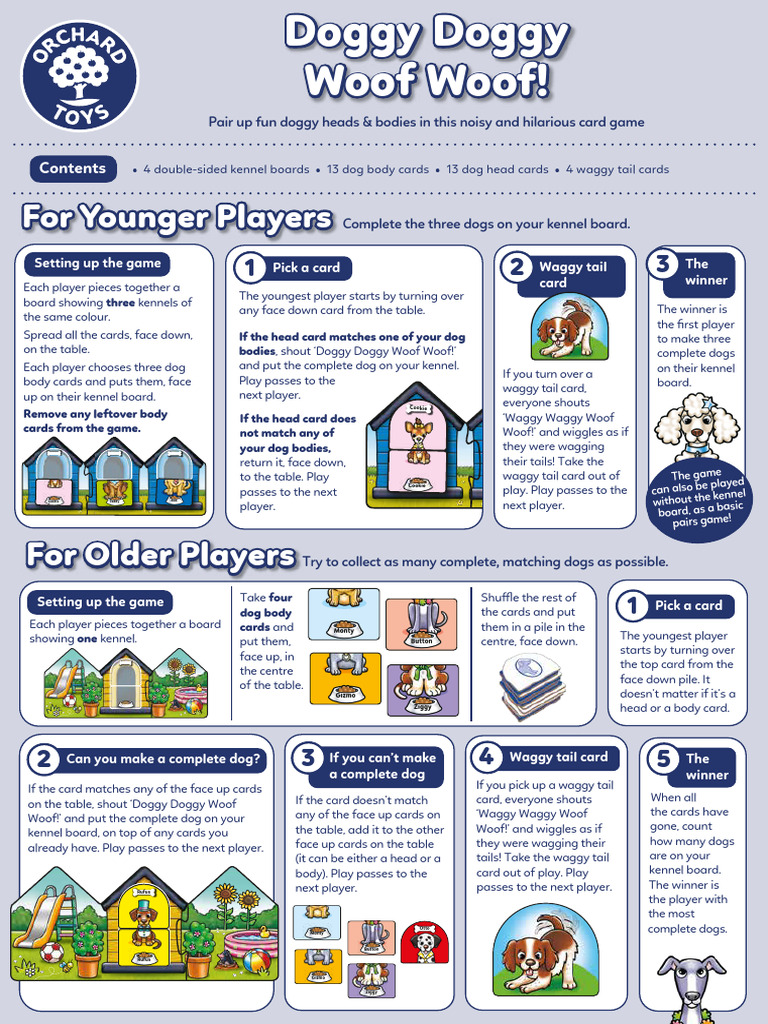Doggy Doggy Woof Woof Game Instructions | PDF | Consumer Goods | Board ...