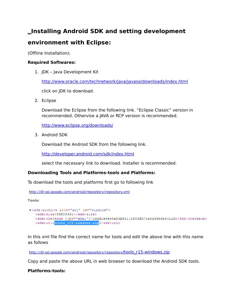 Installing Android SDK and Setting Development Environment With Eclipse | PDF | Eclipse ...