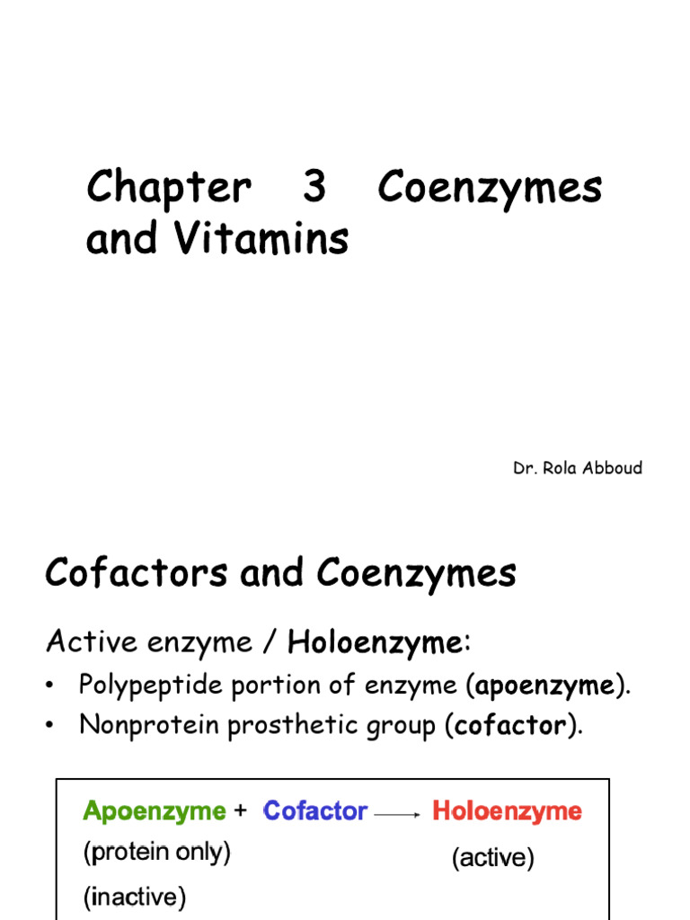 CLS570 CH 3 Vit and Coenzymes | PDF | Cofactor (Biochemistry) | Nicotinamide Adenine Dinucleotide