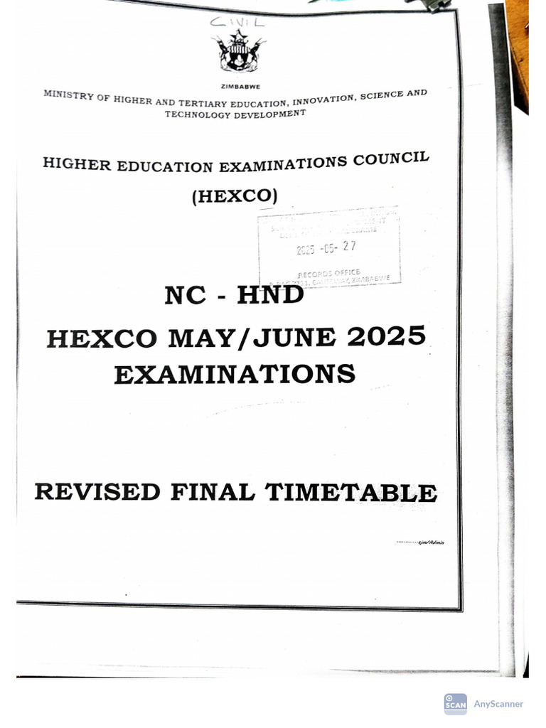 Revised Final Exam Timetable | PDF