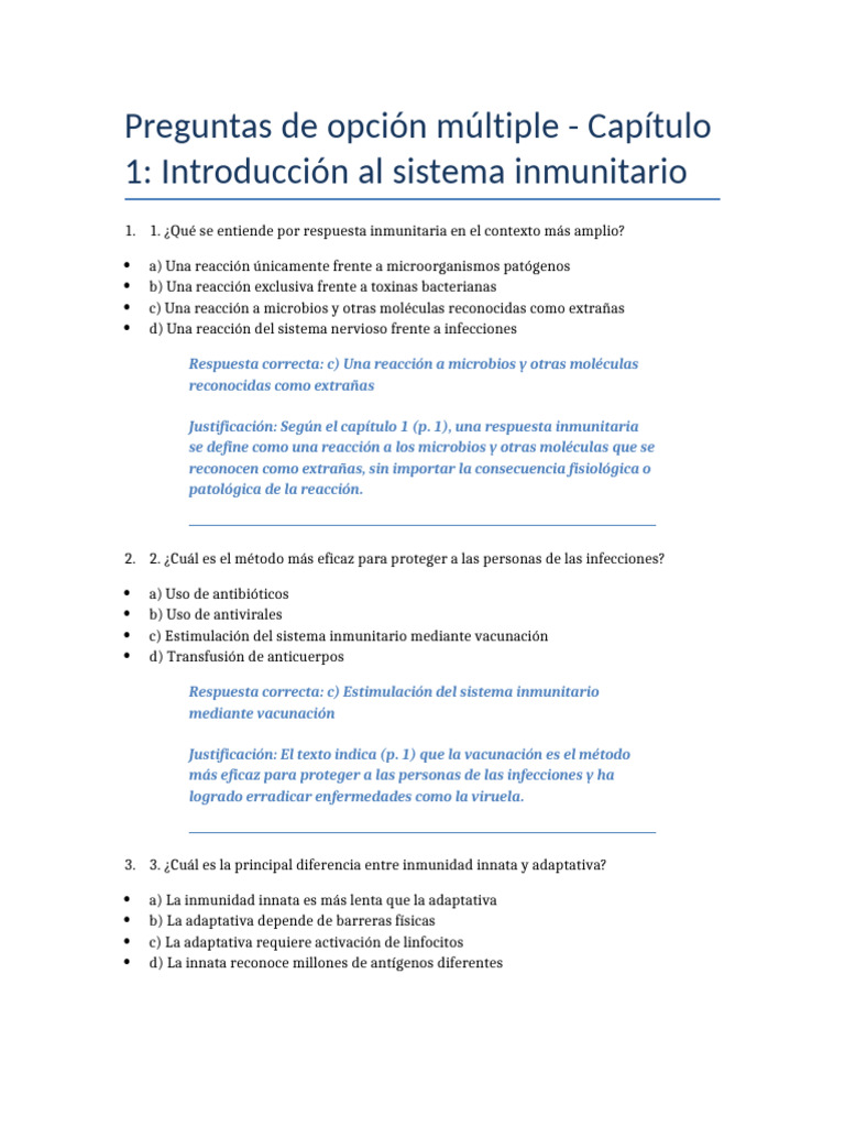 Preguntas Inmunologia Capitulo1 Parte2 | PDF | Sistema inmune | Linfocitos