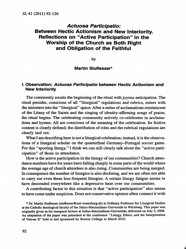 Active Participation in Church Liturgy | PDF | Eucharist | Baptism