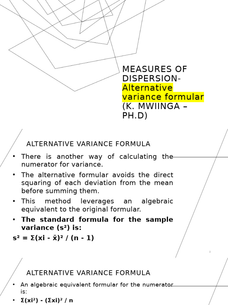 Alternative Variance Formula (Numerator) | PDF
