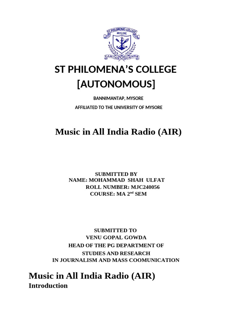 Music Heritage of All India Radio | PDF | Musicology | Performing Arts