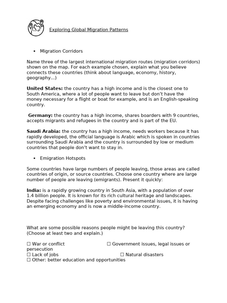 Global Migration Patterns | PDF | Human Migration | Immigration
