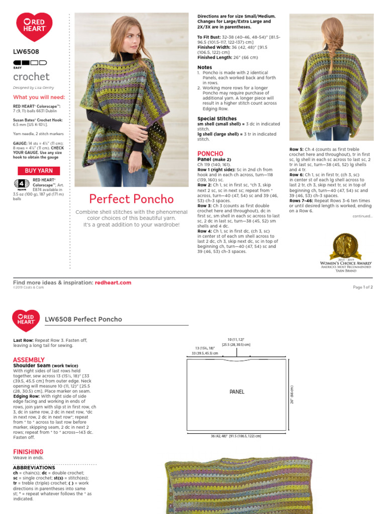 Perfect Poncho Free Crochet Pattern | PDF | Crochet | Textile Arts