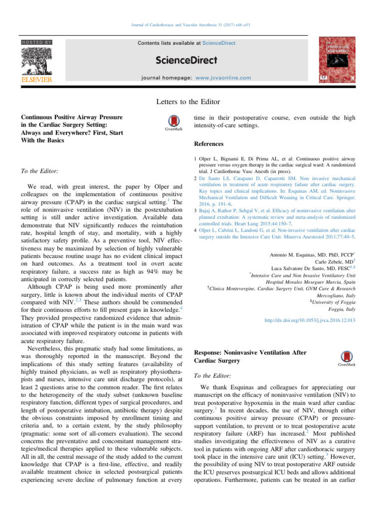 Strong Response Noninvasive Ventilation After CA | PDF | Surgery ...
