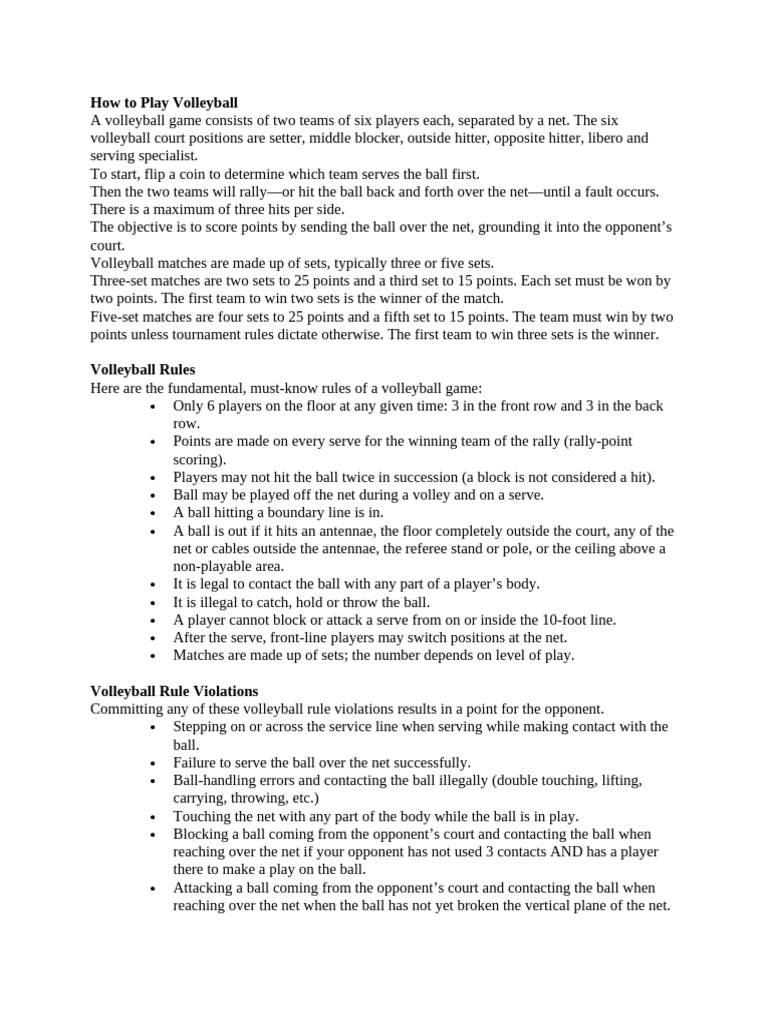 How To Play Volleyball. Module | PDF | Volleyball | Ball Games