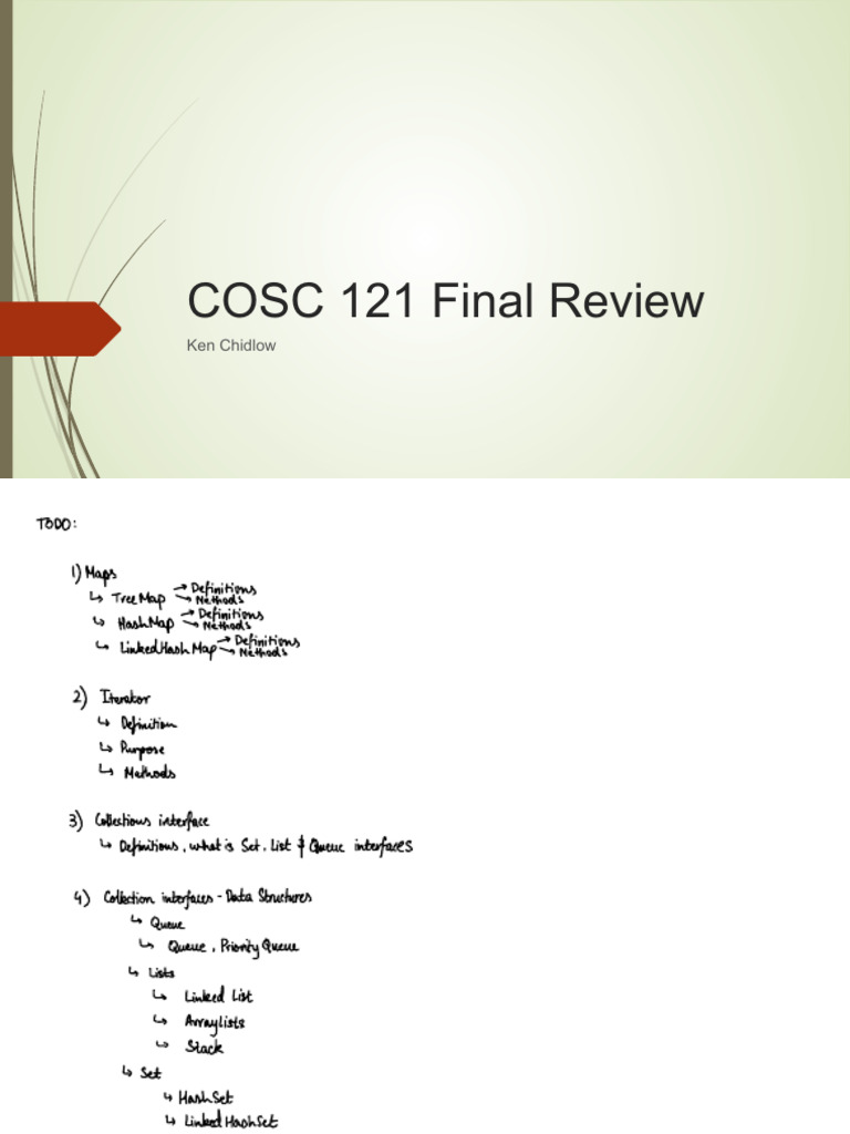 COSC 121 Final Exam Review Guide | PDF