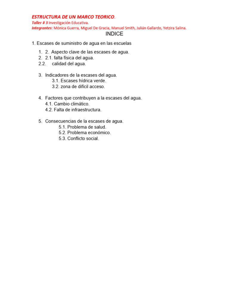 INDICE - Ejemplo de Esquema de Bases Teoricas | PDF
