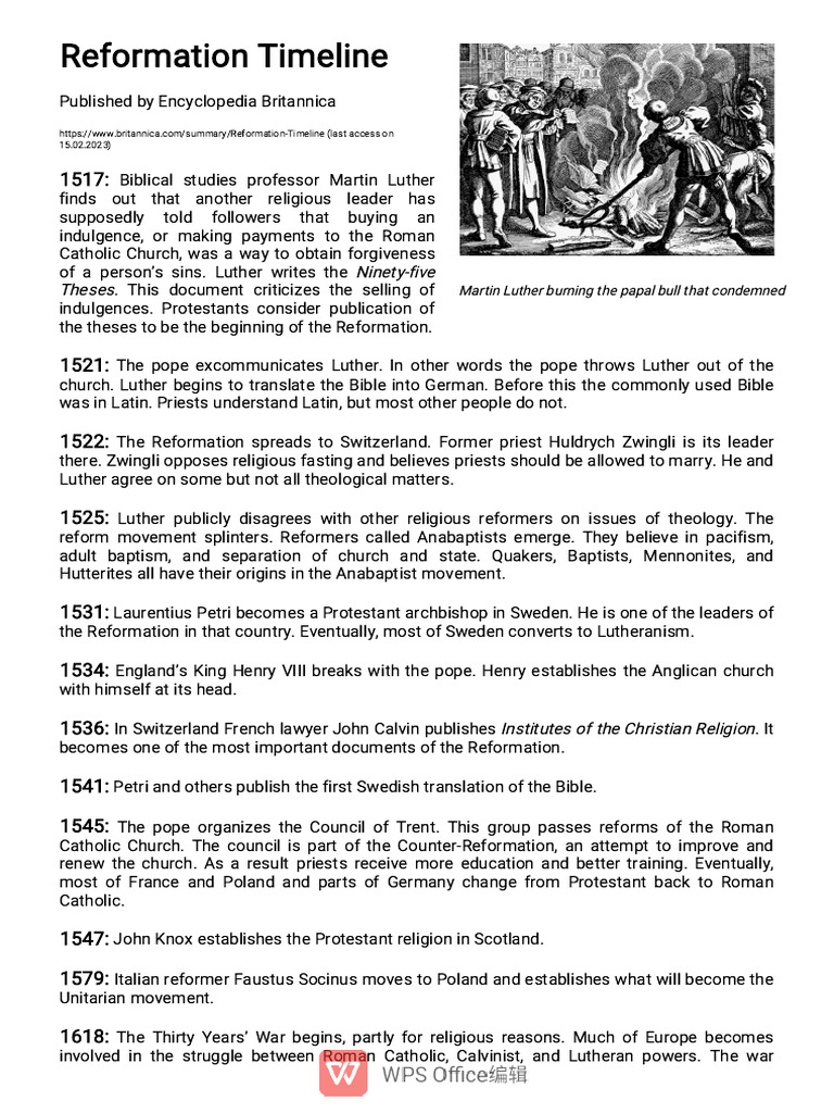 Reformation Timeline, Causes and Effects, Extract - 250224 - 113808 ...