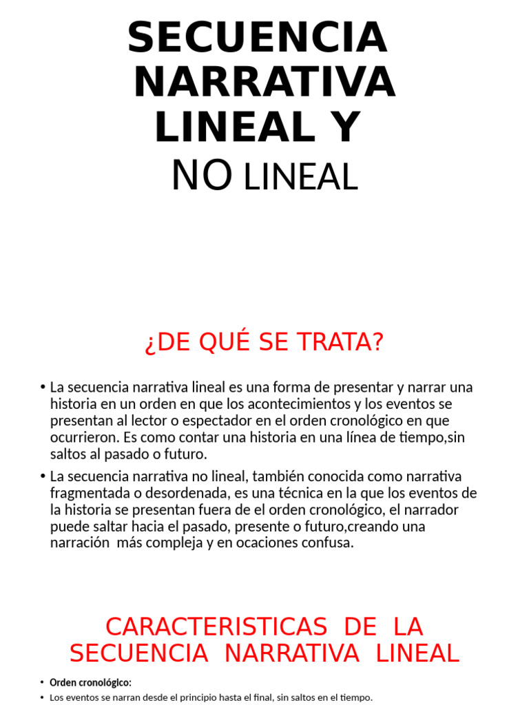 Secuencia Narrativa: Lineal y No Lineal | PDF | Narración | Trama ...