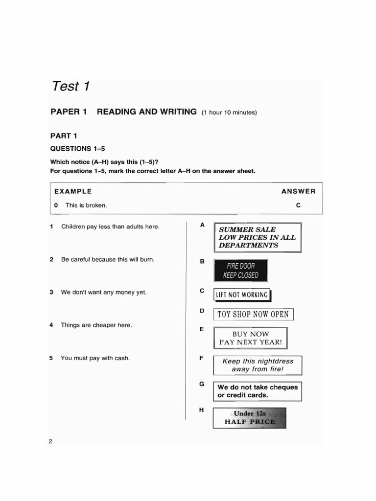 KET - TEST 1 | PDF