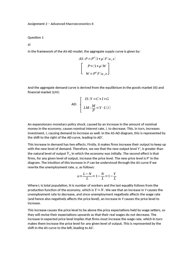 AS-AD Model Analysis in Macroeconomics | PDF | Macroeconomics ...