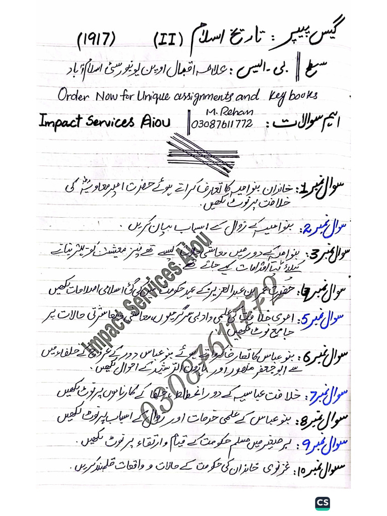 Code 1917 Guess Paper | PDF