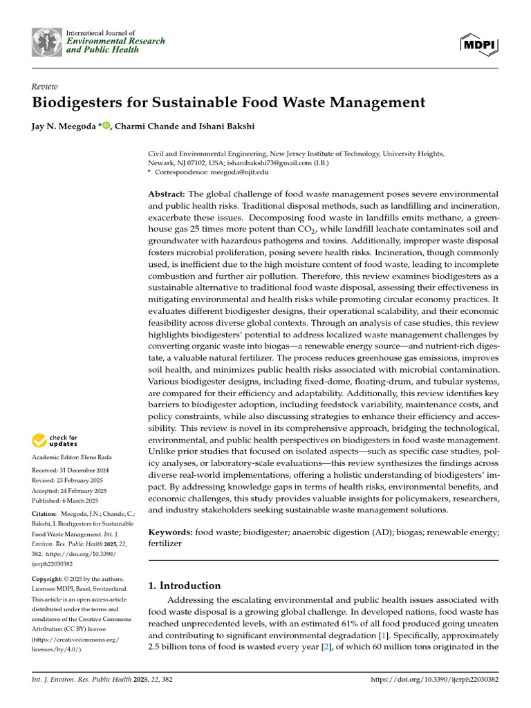 Biodigesters for Sustainable Food Waste Management | PDF | Anaerobic ...