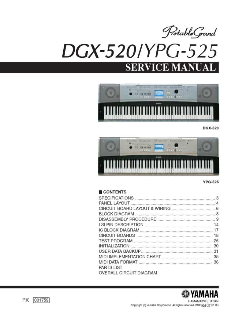 Yamaha Dgx-520 Ypg-525 SM | PDF | Solder | Computer Data Storage