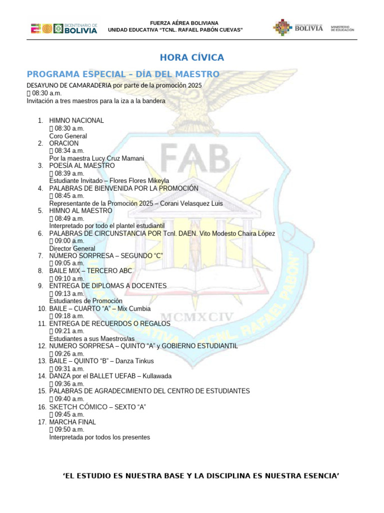 Programa Dia Del Maestro | PDF