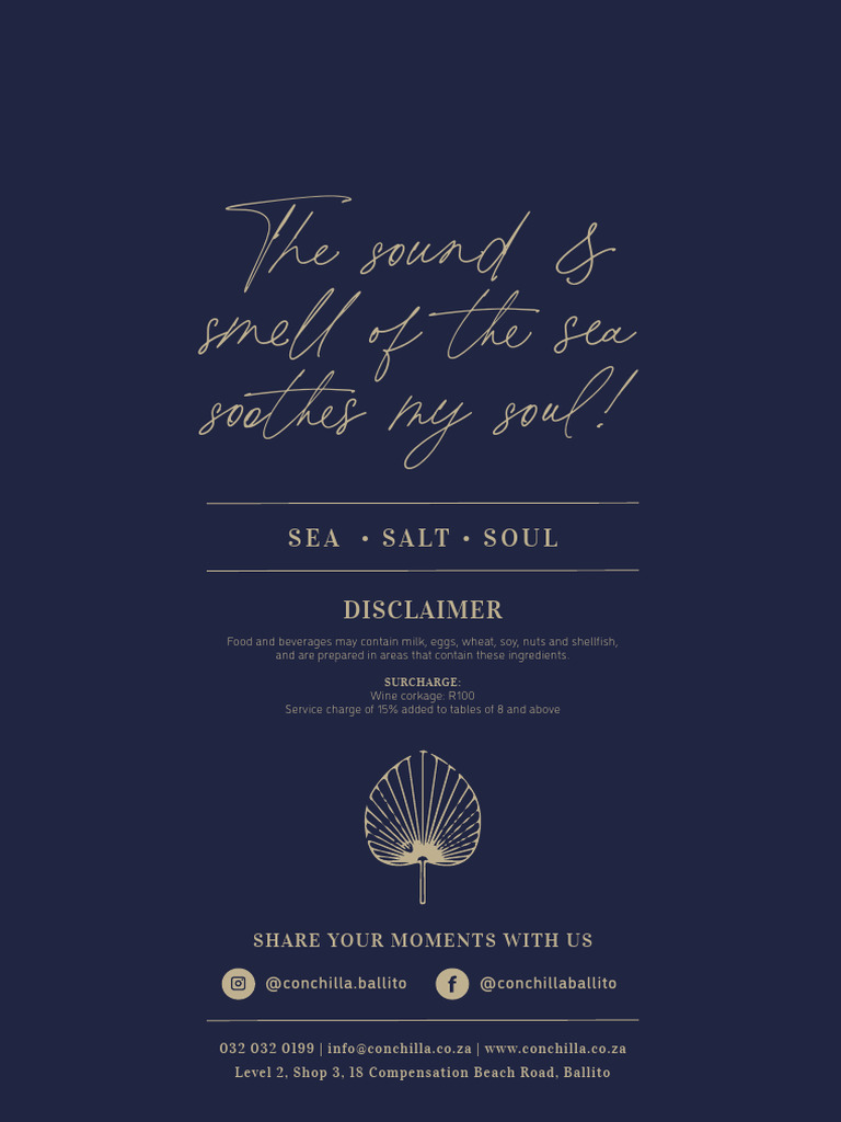 Conchilla Ballito Menu Overview | PDF | Sushi | Sauce