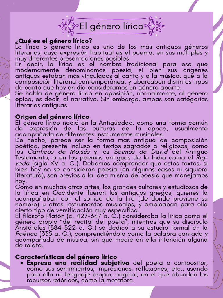 Introducción al género lírico | PDF | Poesía | Metro (poesía)