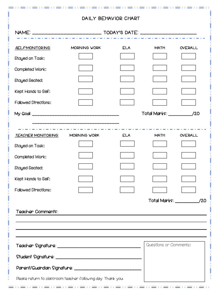 Self Monitoring Chart Example | PDF