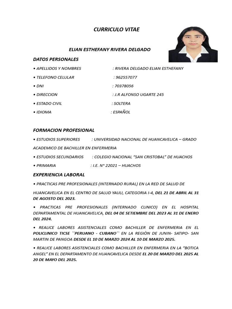 Curriculo Vitae | PDF | Enfermería | Medicina