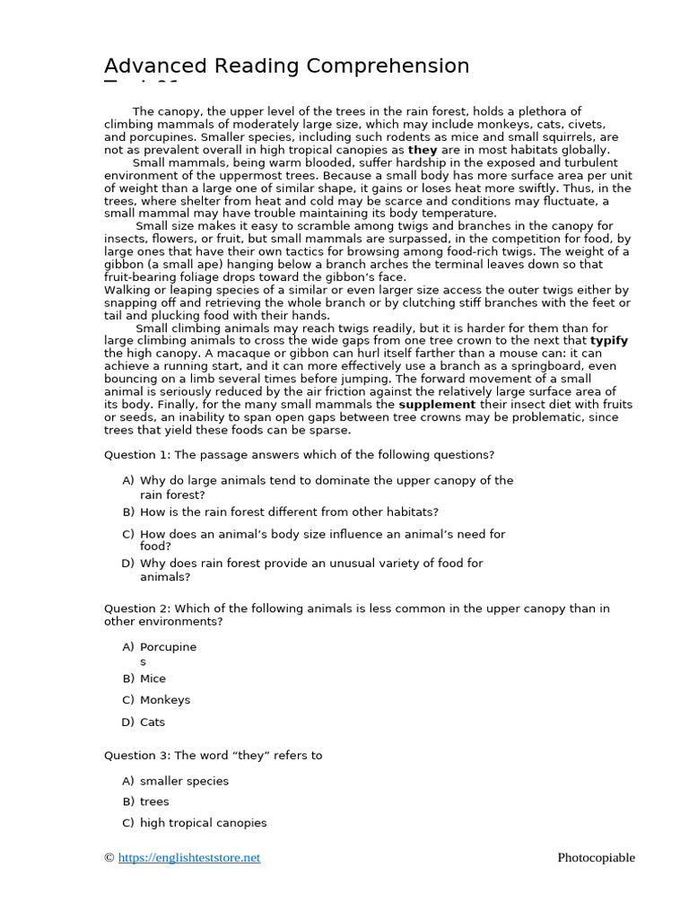 General Practice of The Week0 | PDF | Canopy (Biology) | Mammals